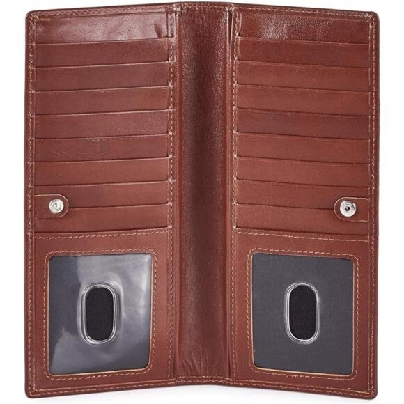 Bags | Mens Long Wallet Real Leather Bifold Rfid Slim 2 Id Window ...